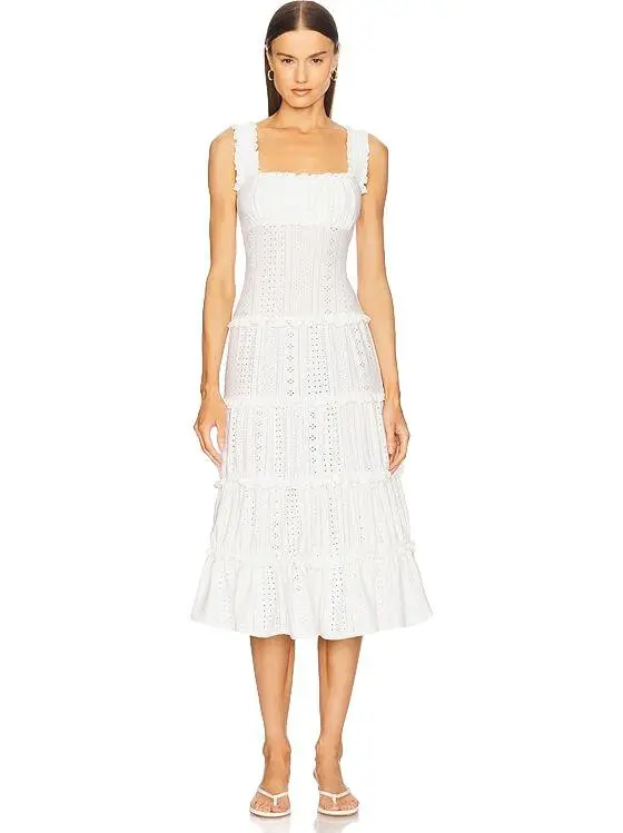 LOBA Carmen Midi Dress - White