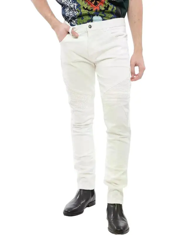 Balmain Tapered Biker Jeans - White