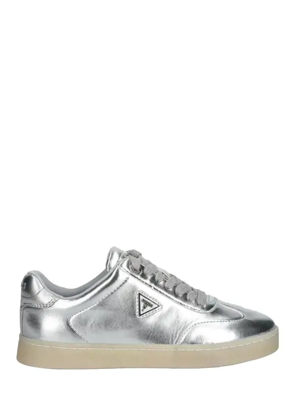 Guess Jazlie Metallic-effect Leather Low-top Sneakers - Silver