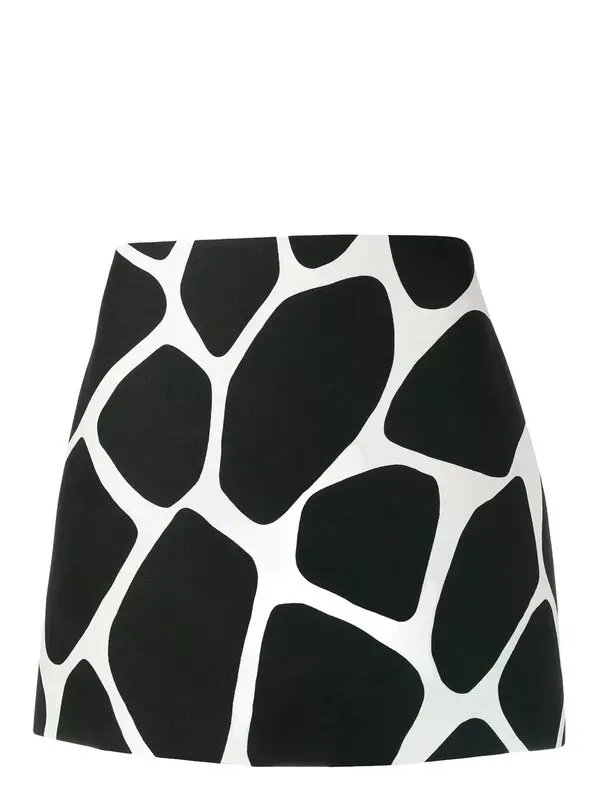 Valentino Garavani Giraffe Print Fitted Mini Skirt - Black