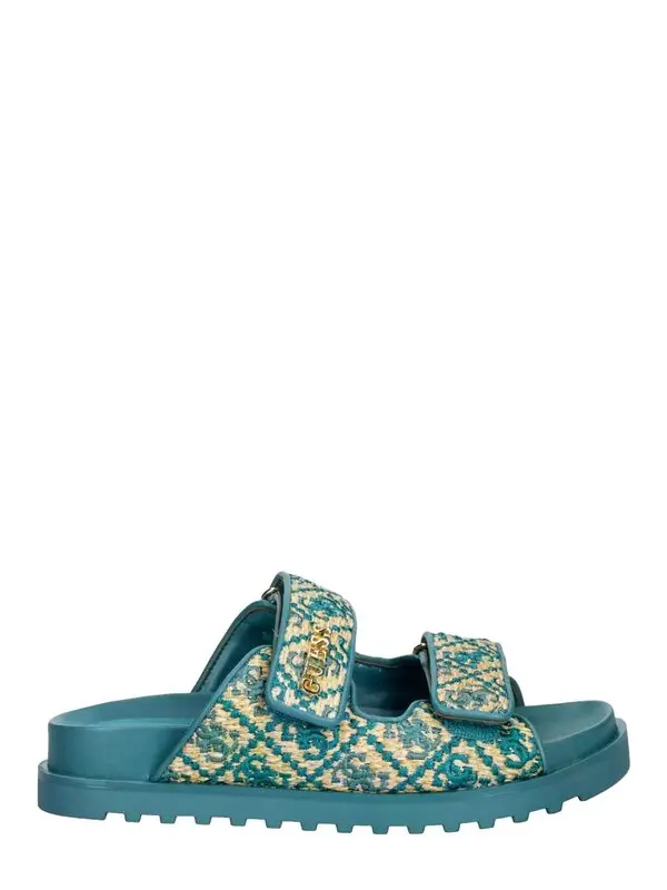 Guess Fadeliza Textured Flat Sandals - Green