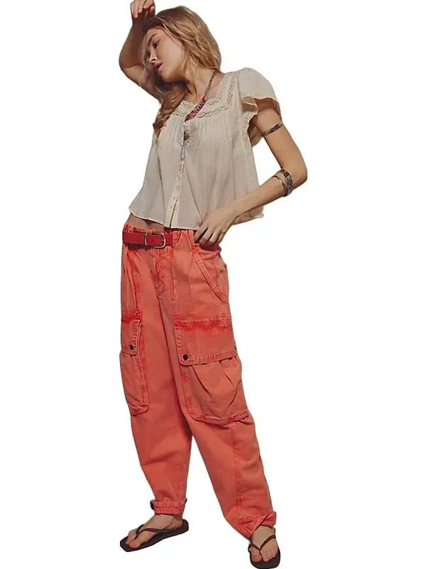 Free People Brentwood Slouch Pants - Burnt Coral