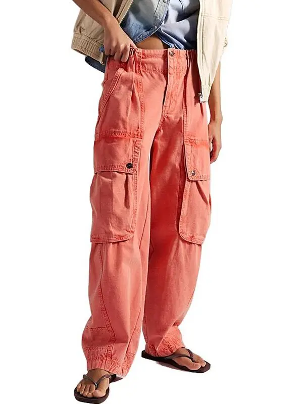 Free People We The Free Brentwood Slouchy Cargo Pants - Burnt Coral