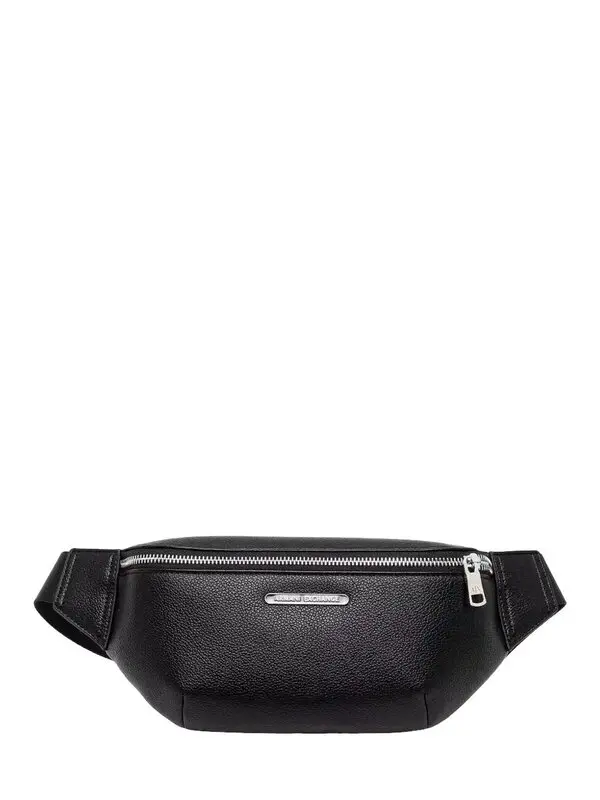 Armani Exchange Textured Leather Belt Bag - Black