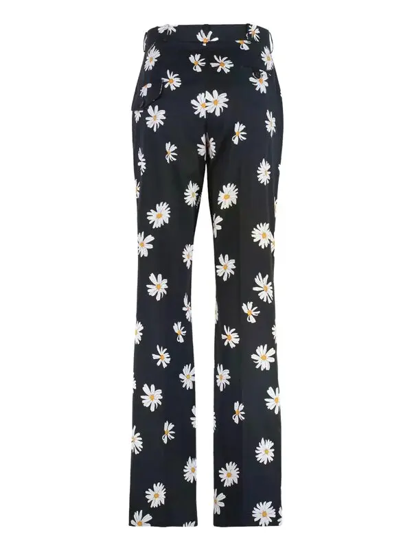 Moschino Floral-print Straight-leg Trousers - Black