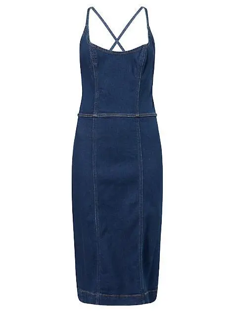 REFORMATION Crosley Criss-cross-shoulder-straps Denim Midi Dress - Reservoir