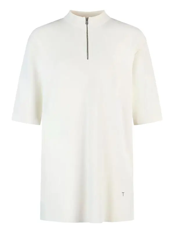 TOD'S Zip-neck Short-sleeve Polo Top - White