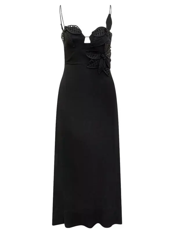 Farm Rio Lace-embellished Slip Dress - Black