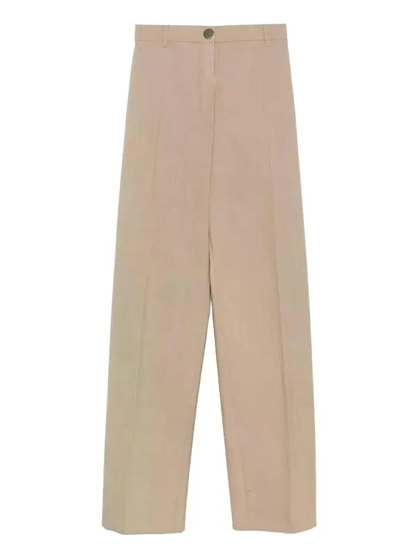 Sportmax Virgin Wool High-waisted Trousers - Neutrals
