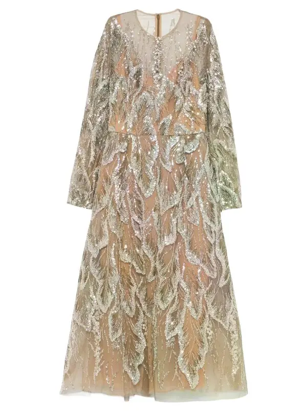 Elie Saab Embroidered Tulle Dress - Green