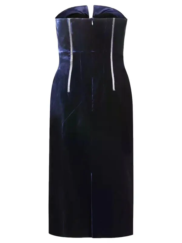 TOM FORD Strapless Velvet Midi Dress - Blue