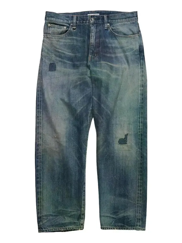 SOPHNET. Distressed Light Wash Jeans - Blue