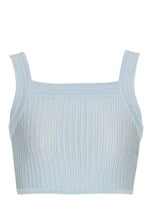 Balmain Knitted Stripe Crop Top - Blue