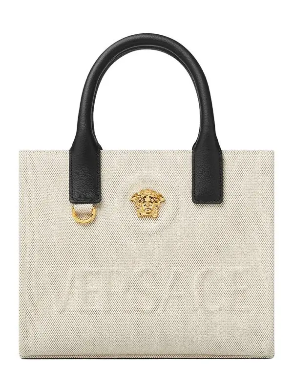 Versace La Medusa Mini Canvas Tote - Beige