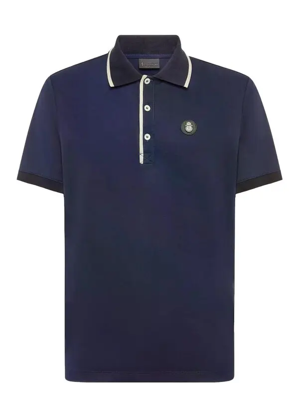 BILLIONAIRE Short-sleeved Jersey Polo Shirt - Blue