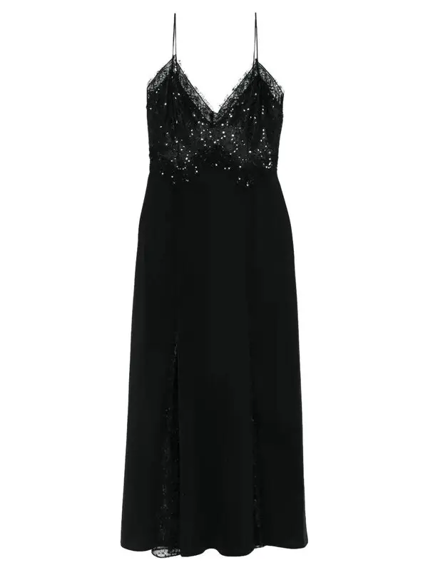 NISSA Sequin-embellished Midi Dress - Black