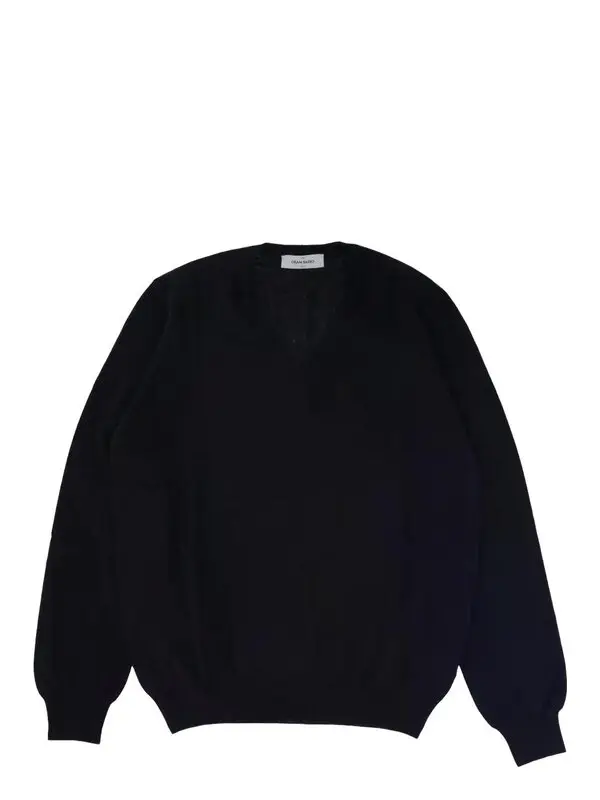 GRAN SASSO V-neck Cotton Sweater - Black