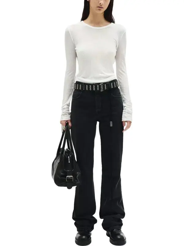 ANN DEMEULEMEESTER Fiene Ribbed Long-sleeve Top - White