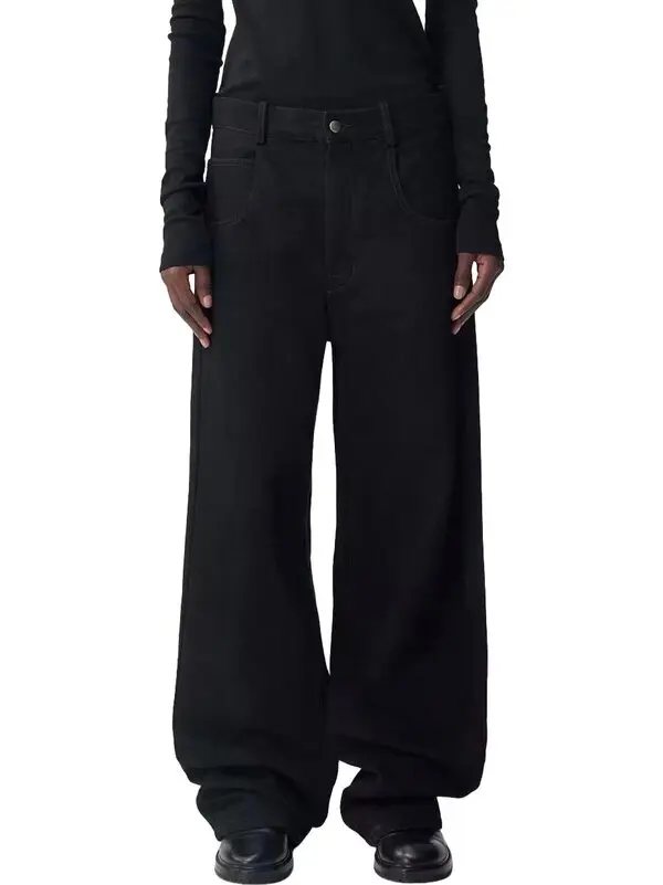 ANN DEMEULEMEESTER Wide-leg Cotton Jeans - Black