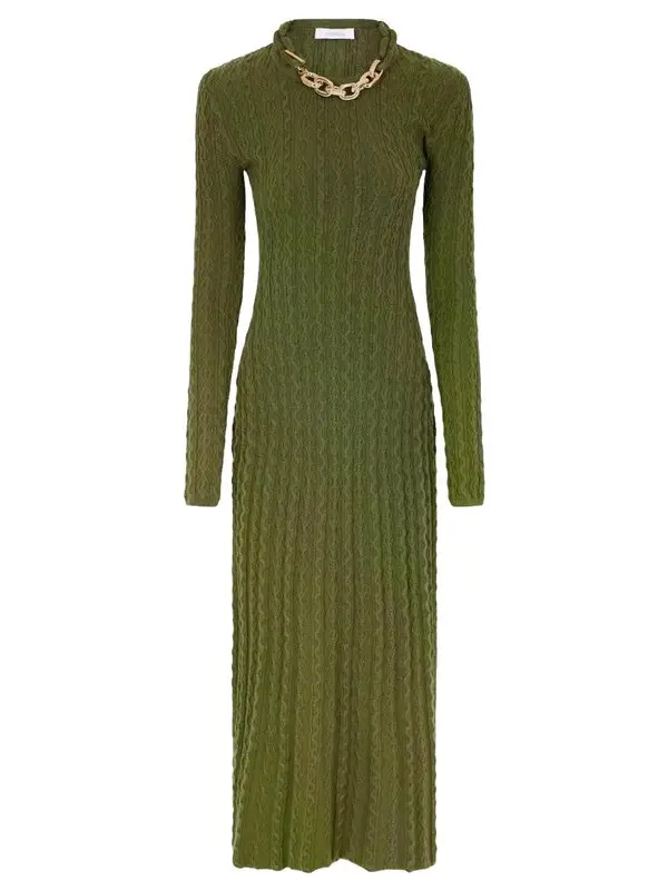 Rabanne Wool Maxi Dress - Green