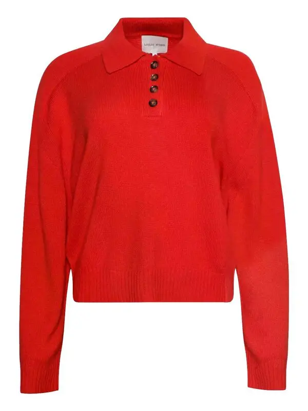 Loulou De Saison Buttoned-collar Polo Top - Red