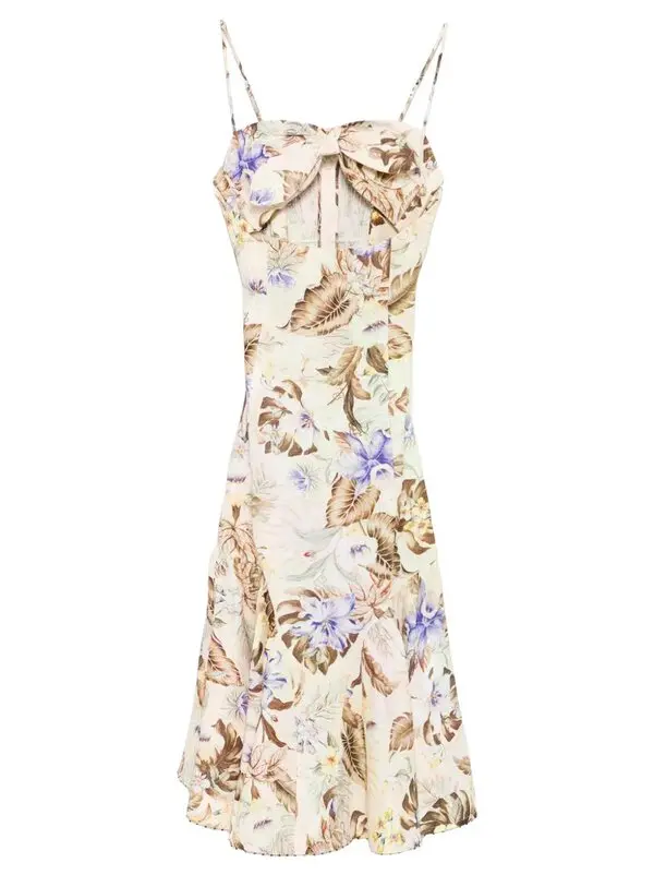 Zimmermann Coco Floral Print Midi Dress - Neutrals