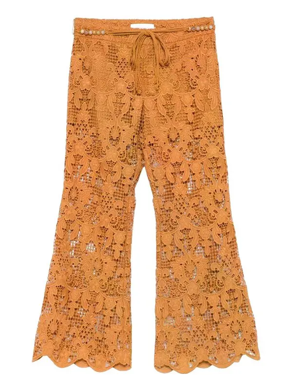 Zimmermann Coco Lace Flared Trousers - Brown