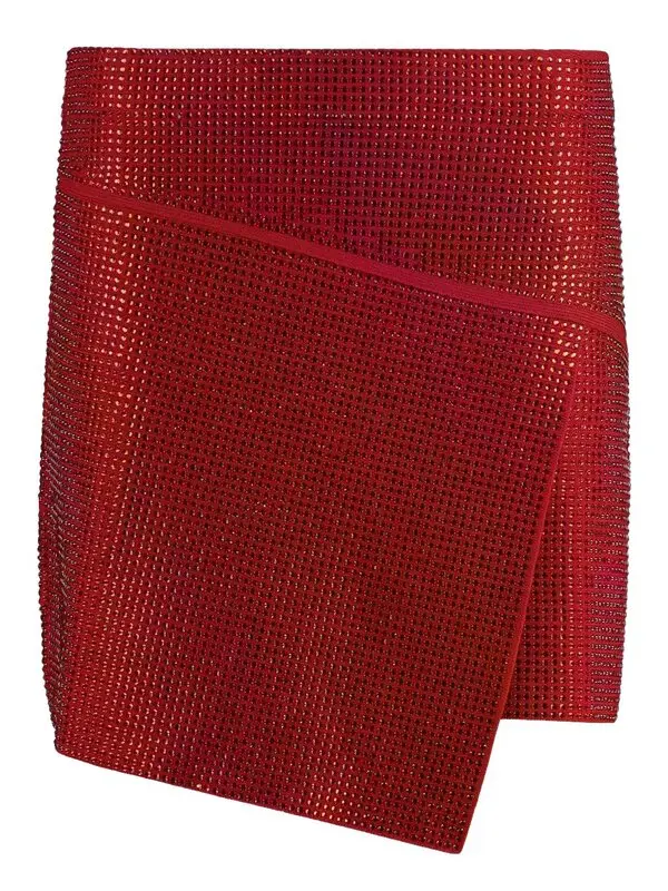 ANDREĀDAMO Metallic Wrap Mini Skirt - Red