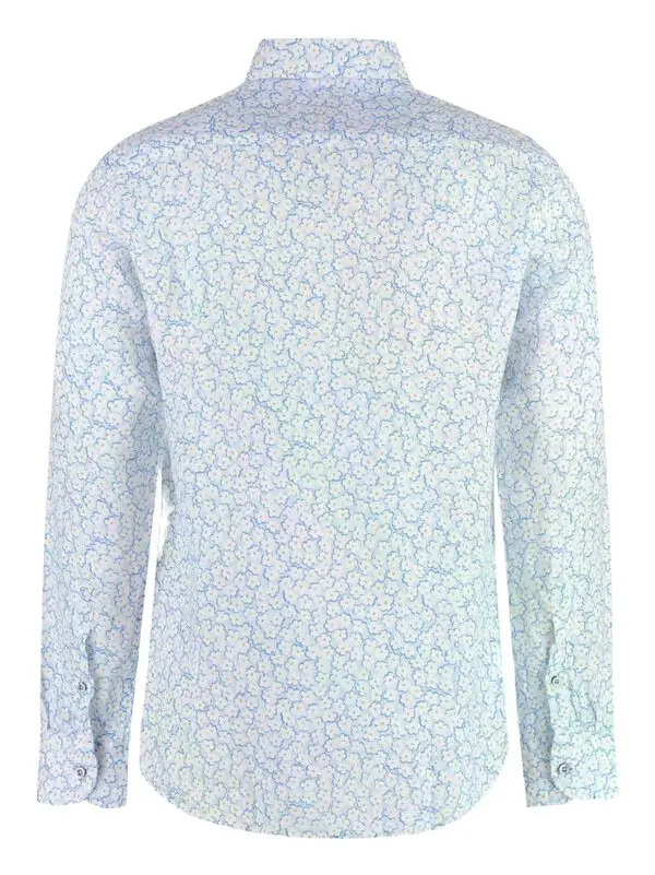 BASTONCINO Floral-print Long-sleeve Shirt - Blue