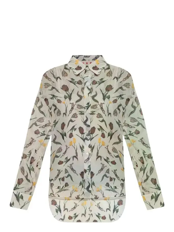 Marni Floral-print Shirt - Neutrals