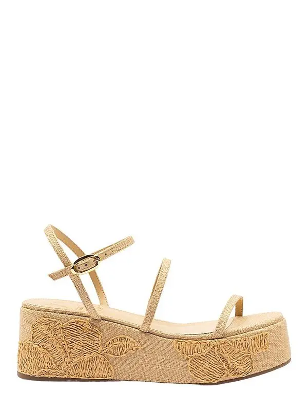 Larroude Gio Platform Sandals - Beige