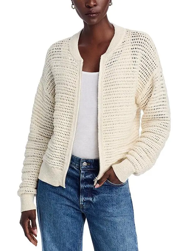 Sanctuary Open Knit Bomber Cardigan - Chalk