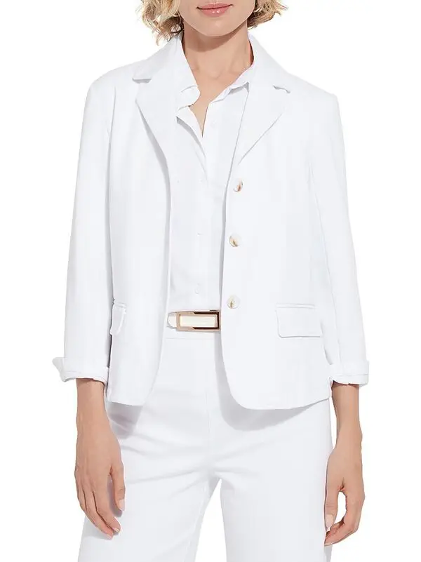 Lyssé Della Denim Cropped Blazer - White
