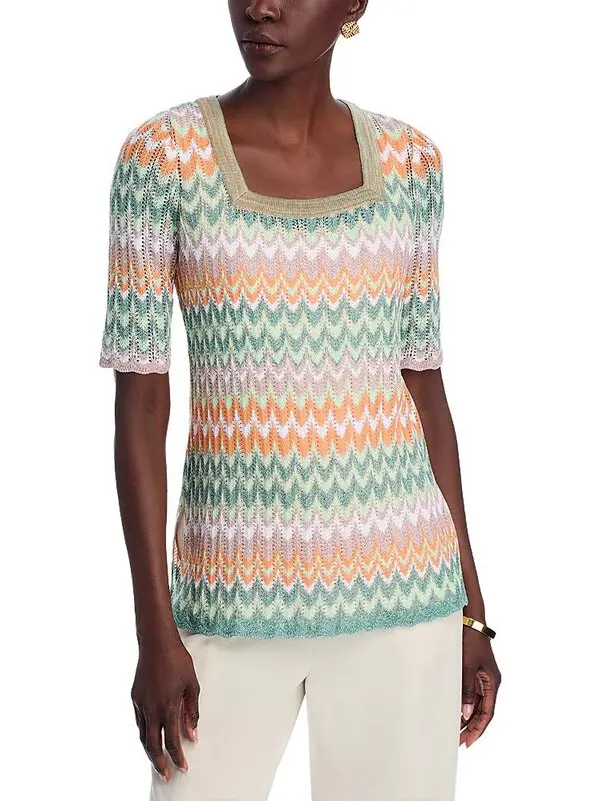 Misook Square Neck Tunic - Paradise Green/multi