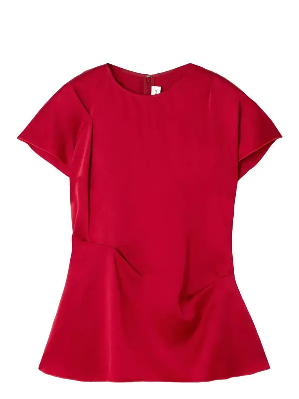 Victoria Beckham Draped Satin Top - Red