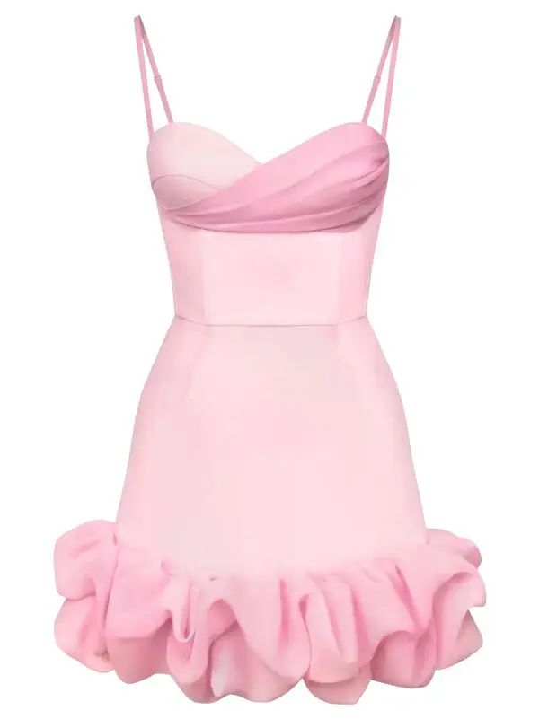 POST MERIDIEM Draped Ruffle Mini Dress - Pink
