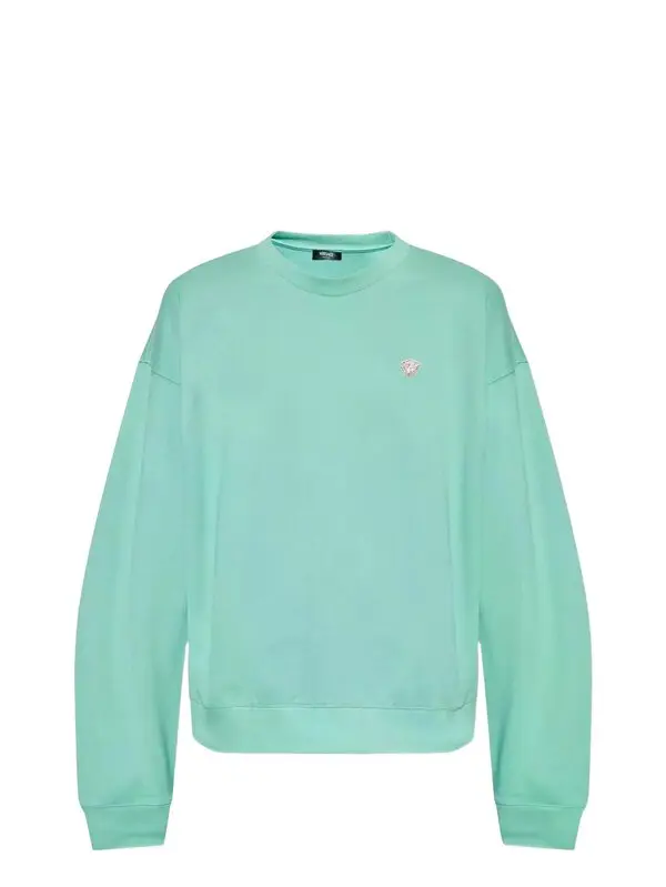 Versace Cotton Embroidered-logo Sweatshirt - Green