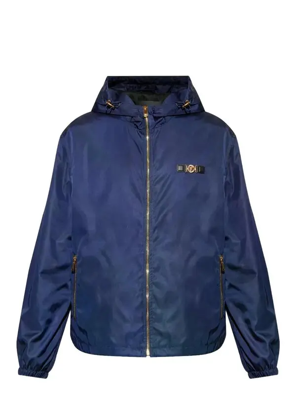 Versace Hooded Zip-up Bomber Jacket - Blue