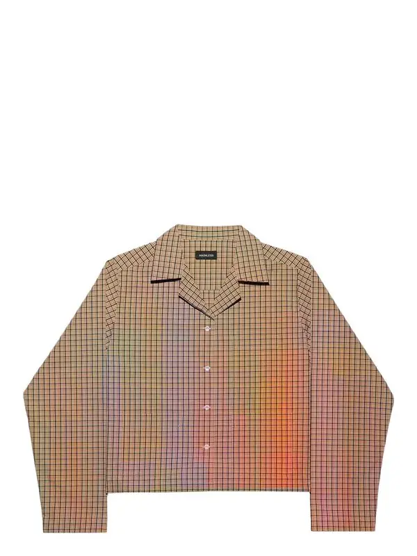 MAINLESS Checked Cropped Shirt - Neutrals