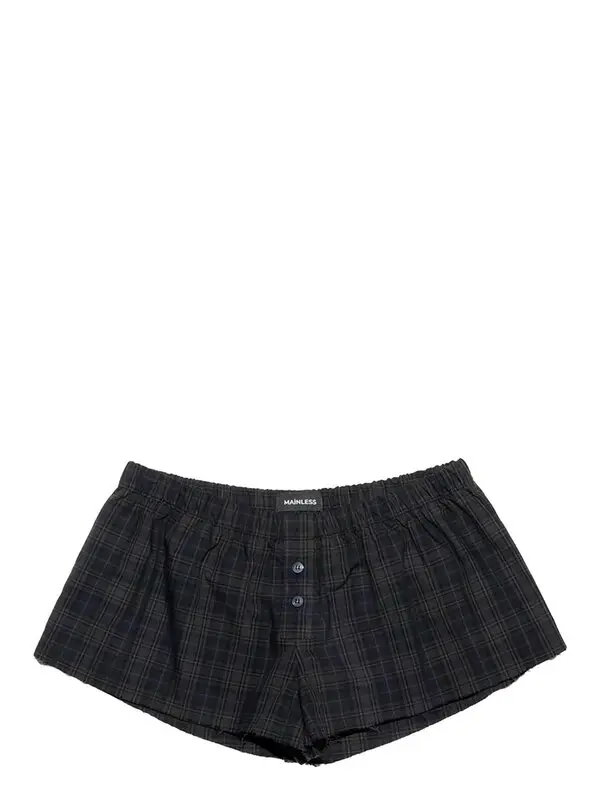 MAINLESS Plaid Button-front Shorts - Blue