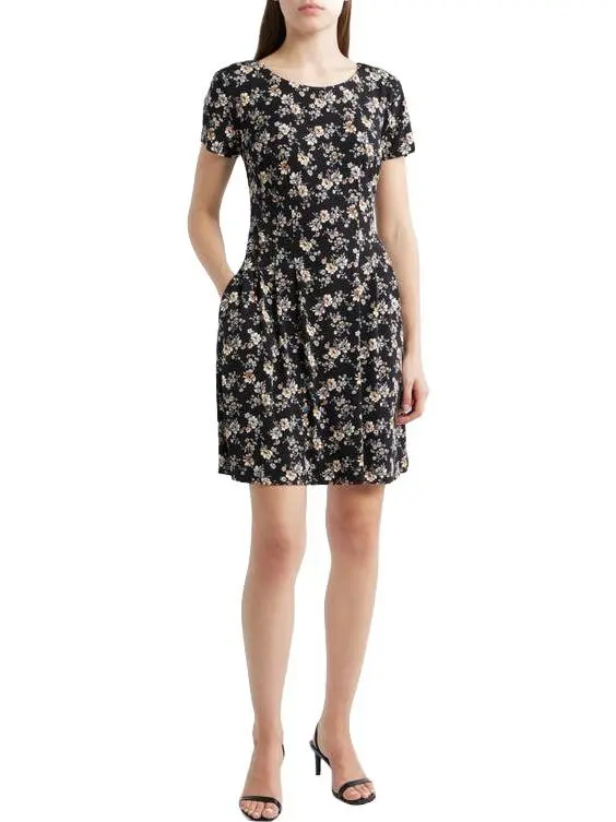 CONNECTED APPAREL Floral Print Dress - Black