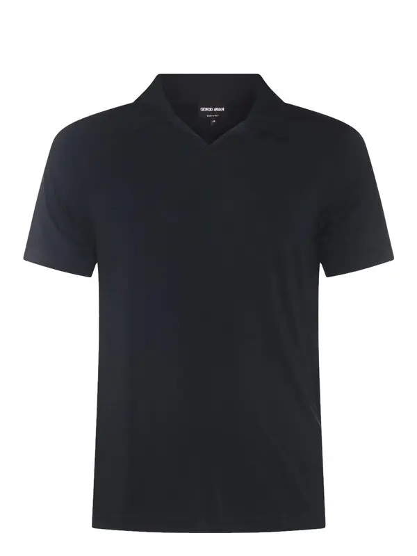 Giorgio Armani Black Viscose Polo Shirt - Blue