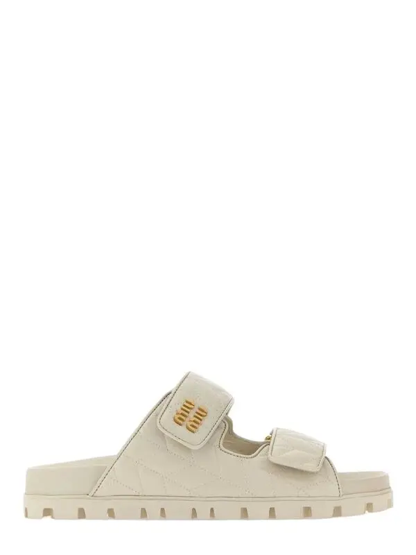 Miu Miu Nappa Leather Slippers - White