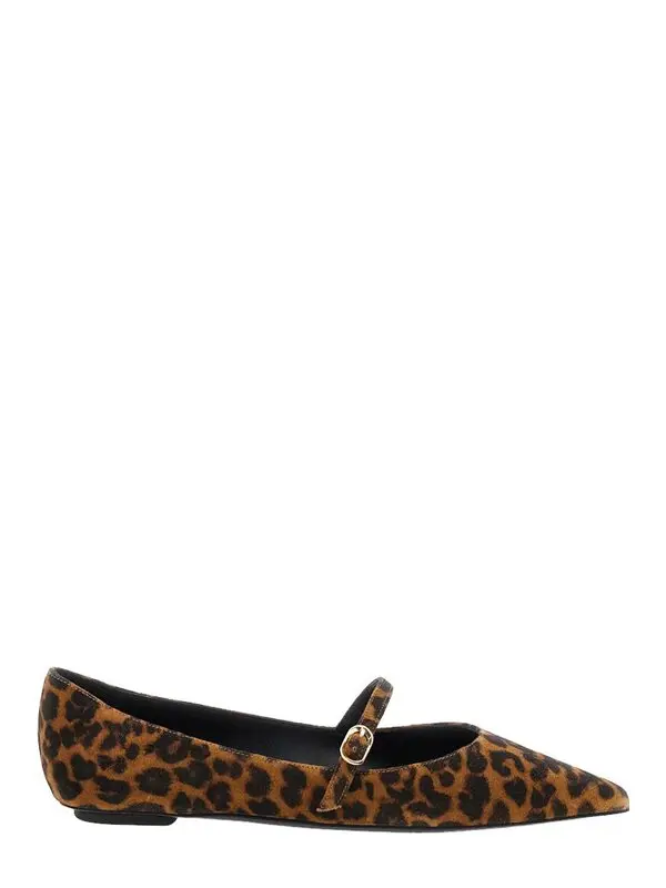 STUART WEITZMAN Emilia Leopard Print Ballet Flats - Brown