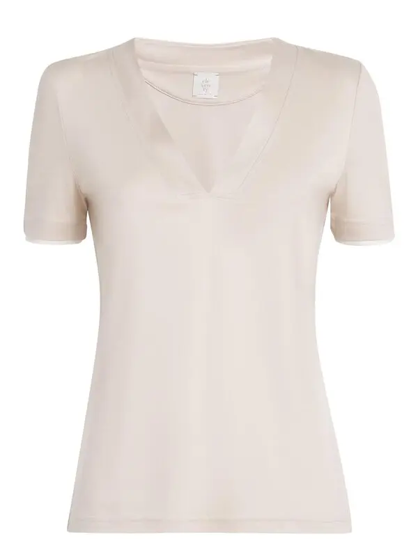 Eleventy Jersey V-neck T-shirt - Beige