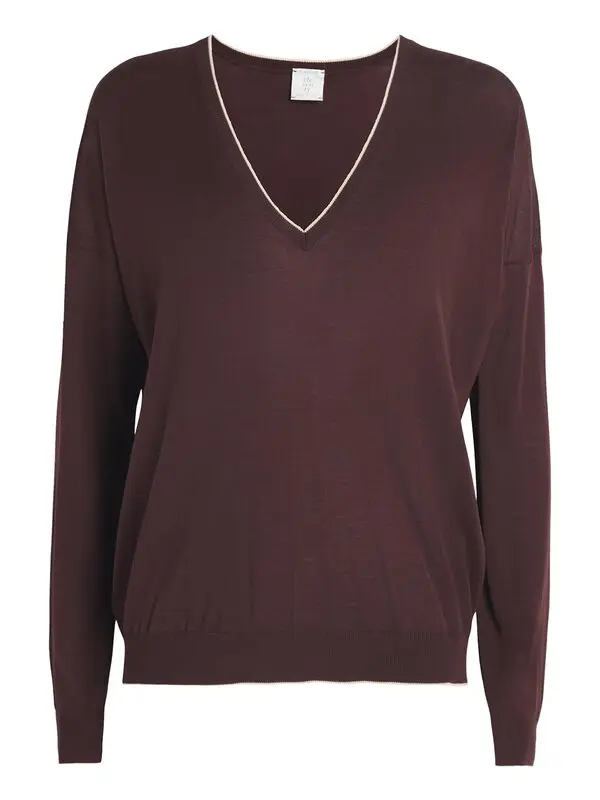 Eleventy Wool V-neck Sweater - Burgundy