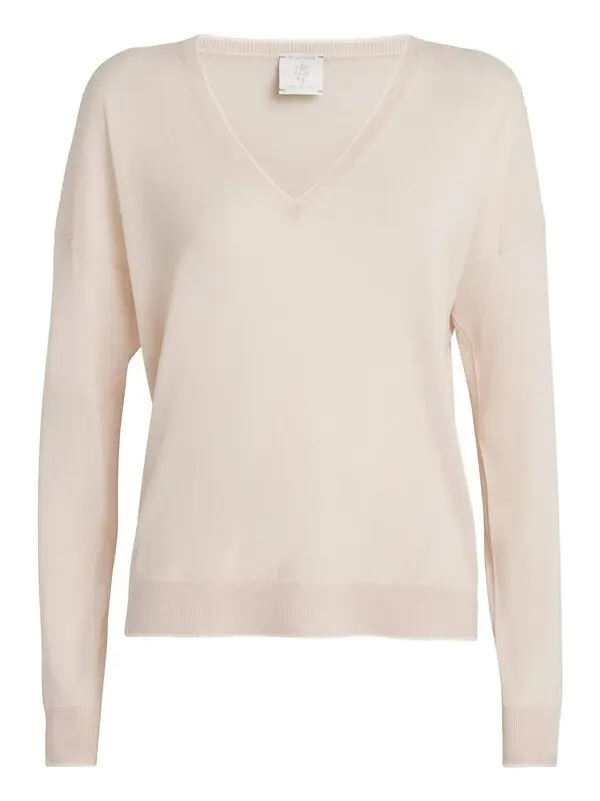 Eleventy Wool V-neck Sweater - Nude