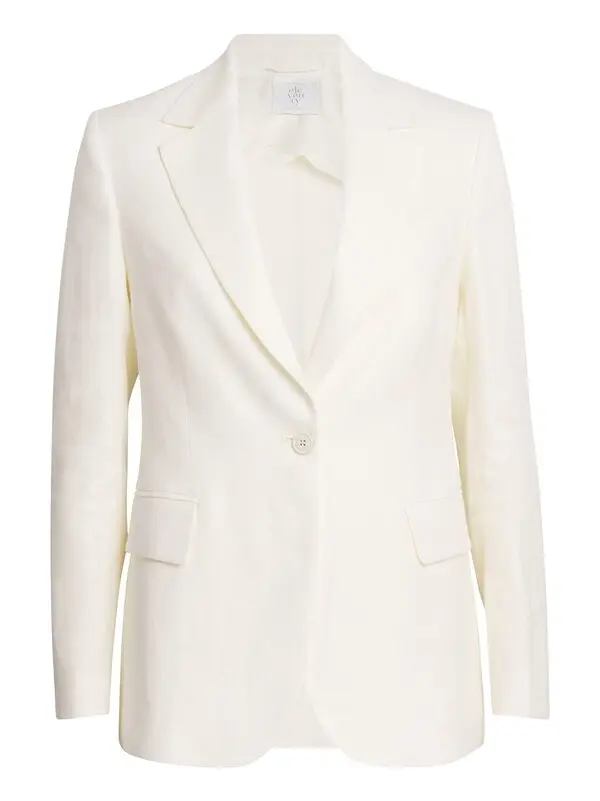 Eleventy Linen-wool Single-button Blazer - White