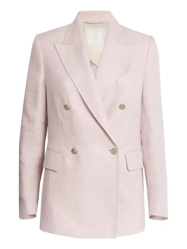 Eleventy Linen Double-breasted Blazer - Nude