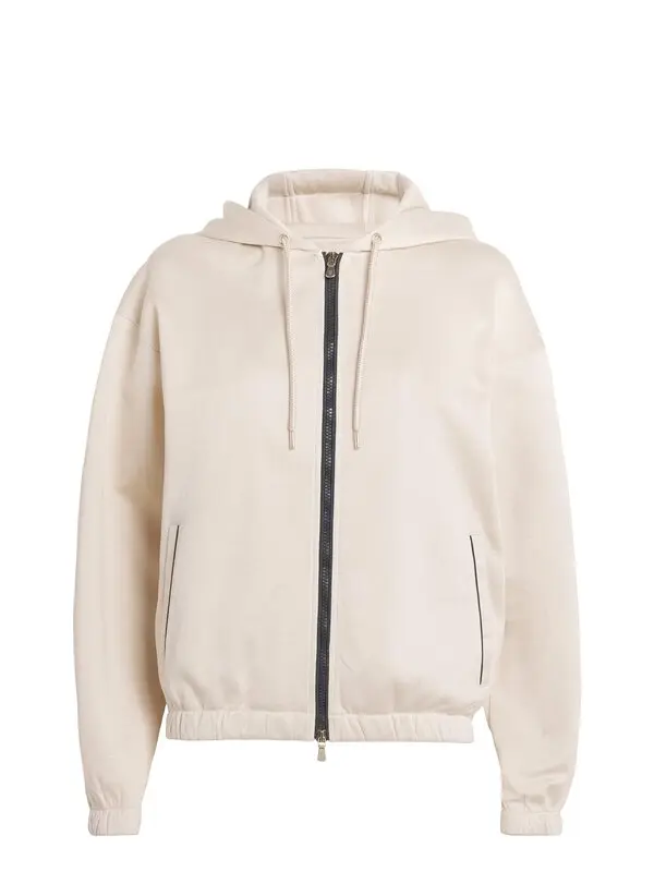Eleventy Cotton-blend Zip-up Hoodie - Beige